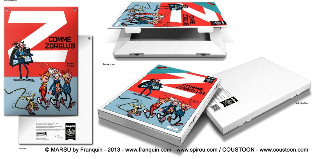 SPIROU: Z COMME ZORGLUB - plaque émaillée bombée 27 x 40 cm, coustoon ...