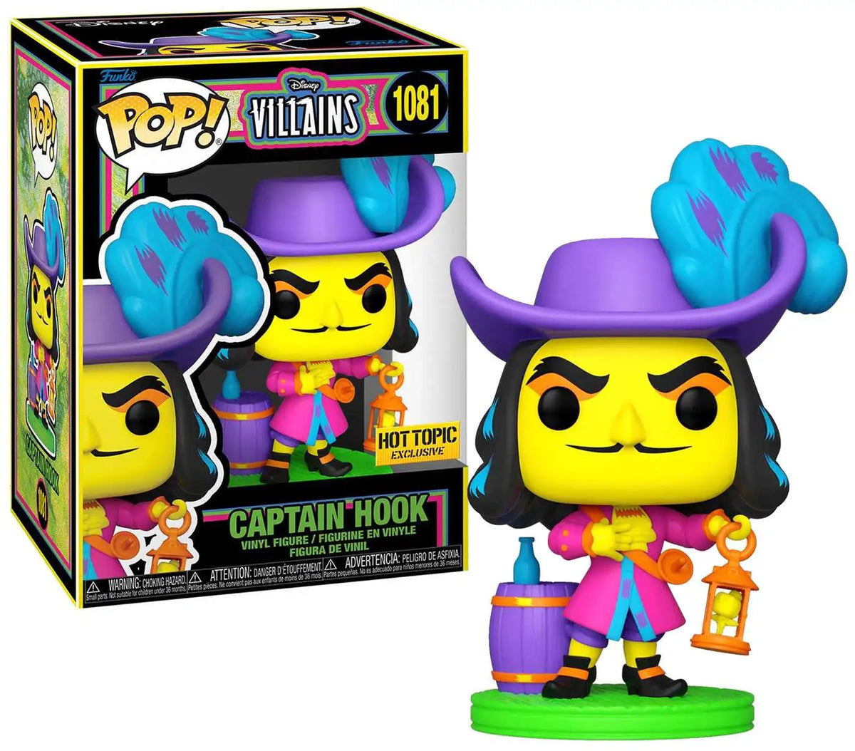 Figurine Funko Pop Disney Villains Captain Hook Blacklight Edition 108 ...